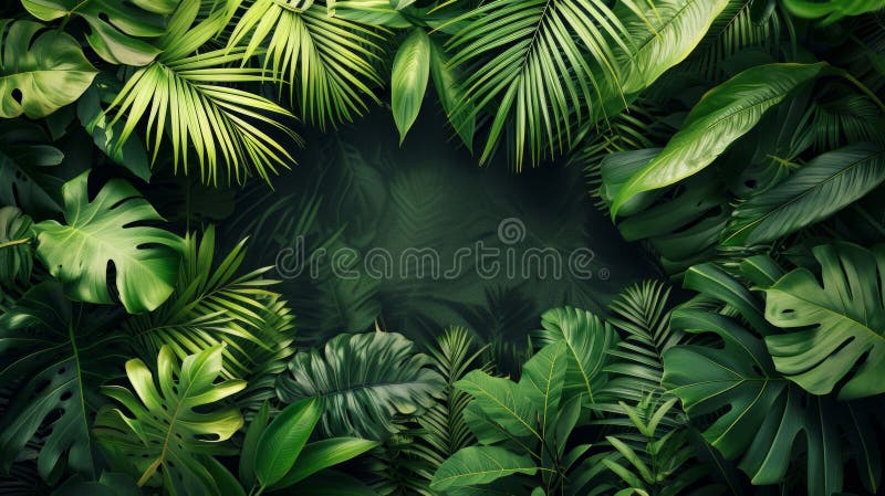 Simple Backdrops Adorned with Lush Tropical Leaves, Exuding a Touch of ...