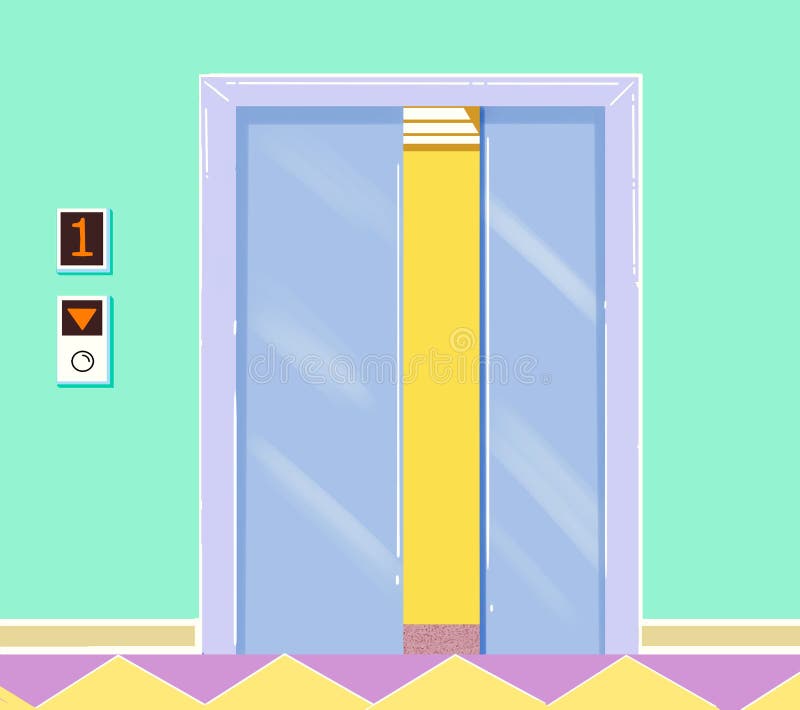 Simple Background Art with Elevator in Flat or Office Building Stock ...