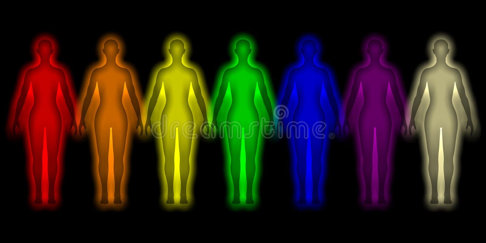 Human Energy Body, Aura, Chakra in Meditation Stock Illustration ...