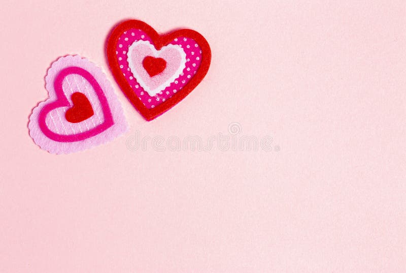 Simple Background with Felt Love Hearts on Pink Background Stock Photo ...