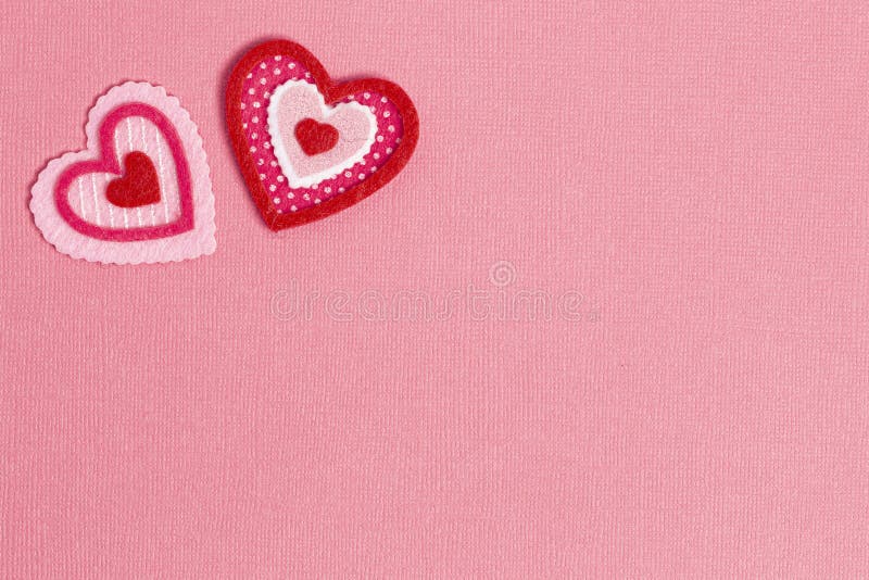 Simple Background with Felt Love Hearts on Pink Background Stock Photo ...