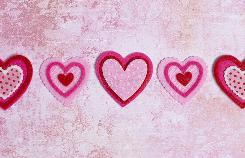 Simple Background with Felt Love Hearts on Pink Background Stock Image ...