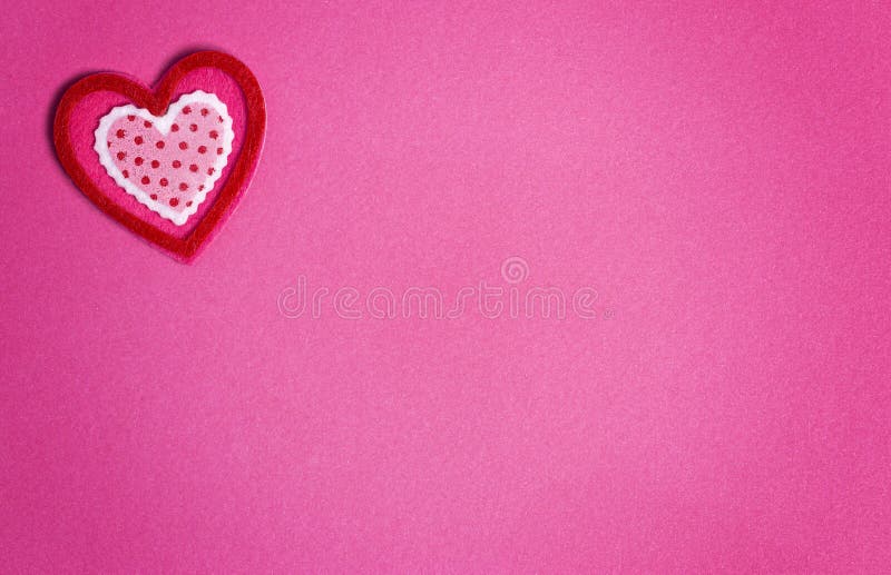 Simple Background with Felt Love Hearts on Pink Background Stock Photo ...