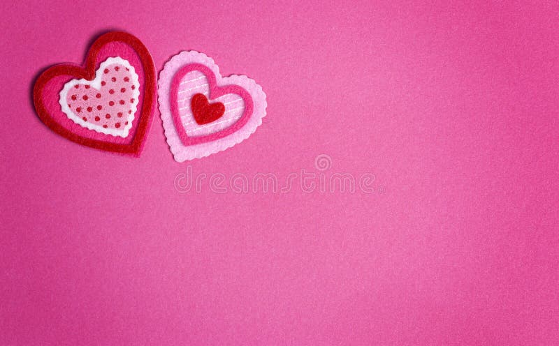 Simple Background with Felt Love Hearts on Pink Background Stock Image ...