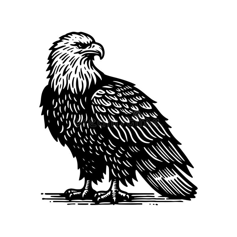 Simple Bald Eagle Side View Vintage Logo Rustic Illustration Icon ...