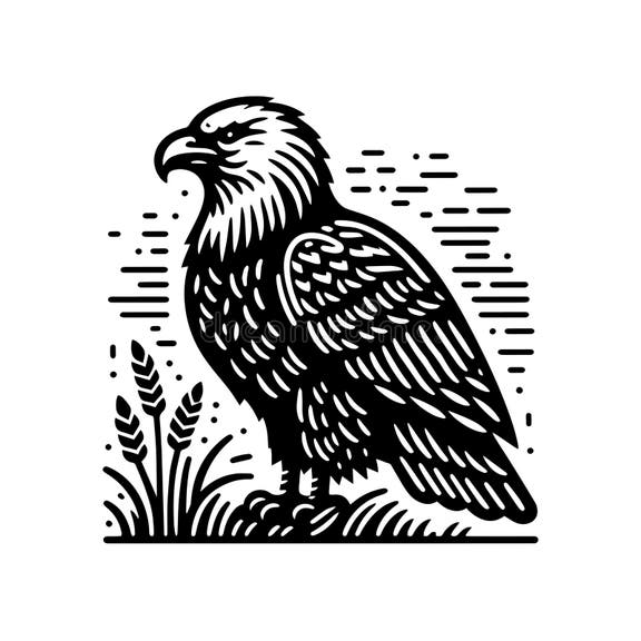 Simple Bald Eagle Side View Vintage Logo Rustic Illustration Icon ...