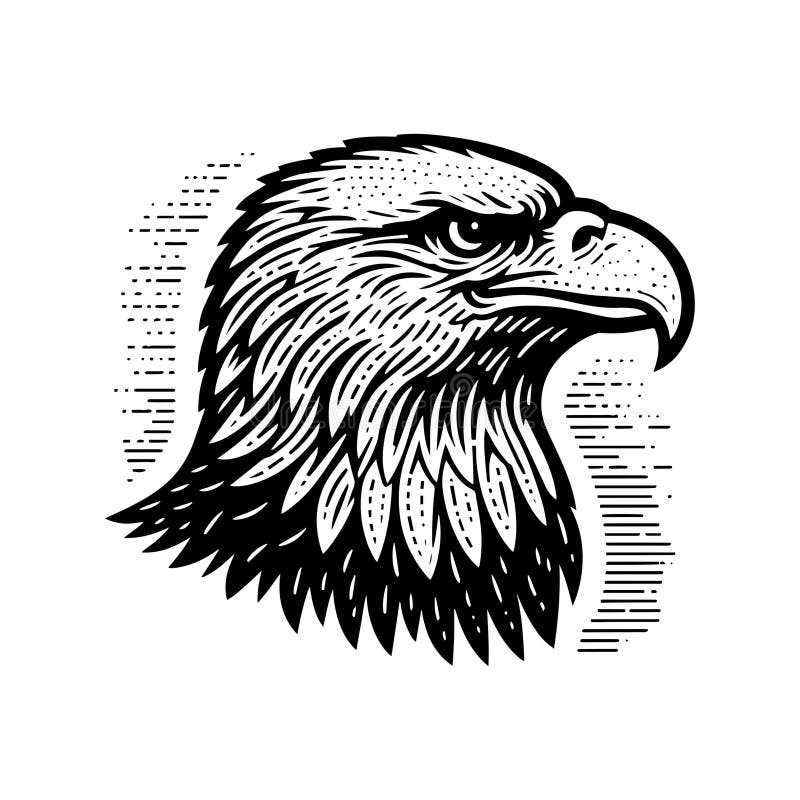 Simple Bald Eagle Side View Vintage Logo Rustic Illustration Icon ...