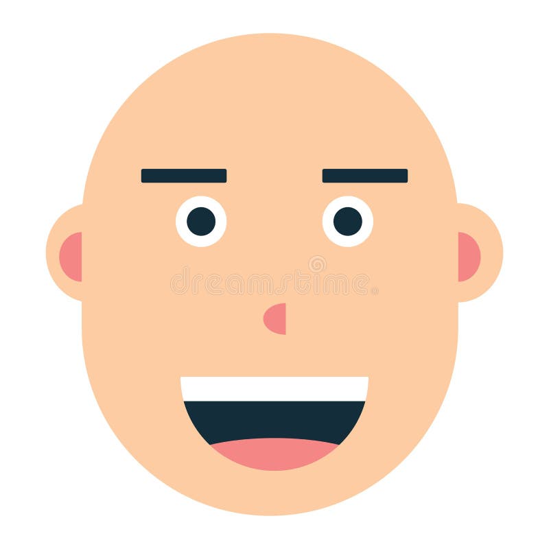 Simple Bald Flat Cartoon Face Avatar Vector Stock Vector - Illustration ...