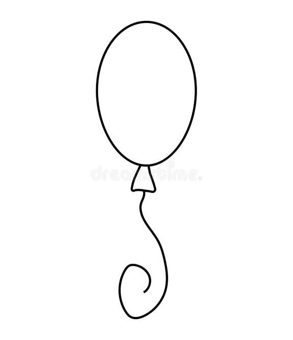 Simple Balloon Outline with a Curly String for Creative Projects and ...