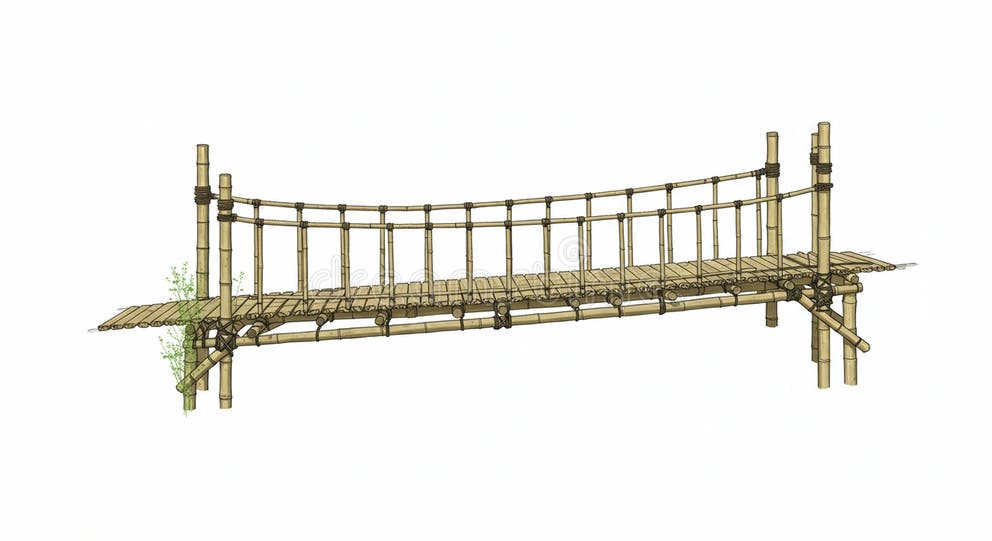 A Simple Bamboo Bridge Design Featuring a Narrow Plank Pathway ...