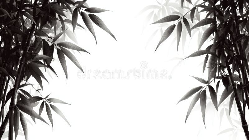 A Simple Bamboo Design Featuring Black and White Tones, Ideal for Zen ...