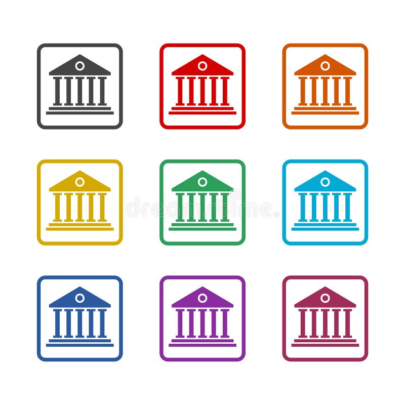 Simple Banking Icon, Color Set Isolated on White Background Stock ...