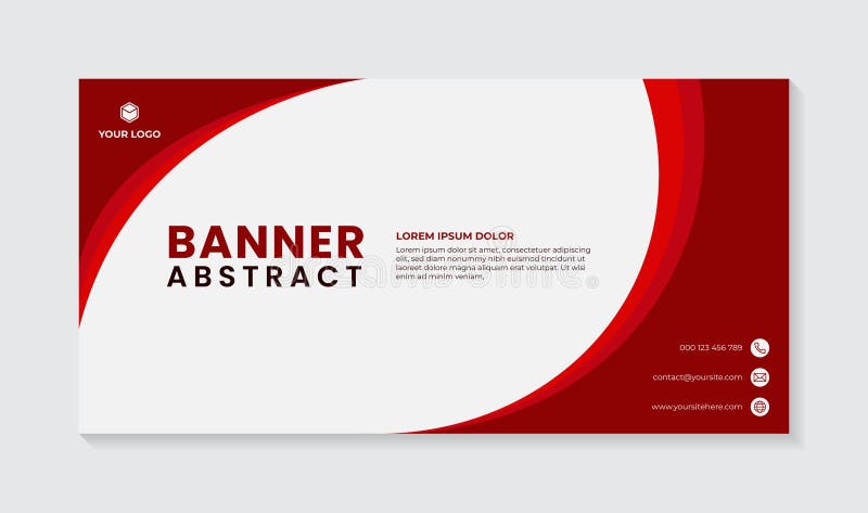 Simple Banner Design Curved Shape Red Background Stock Vector ...