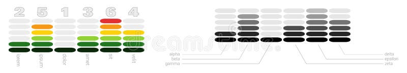 Simple Bar Equalizer Like Scale with Values from Zero To Six Stock ...