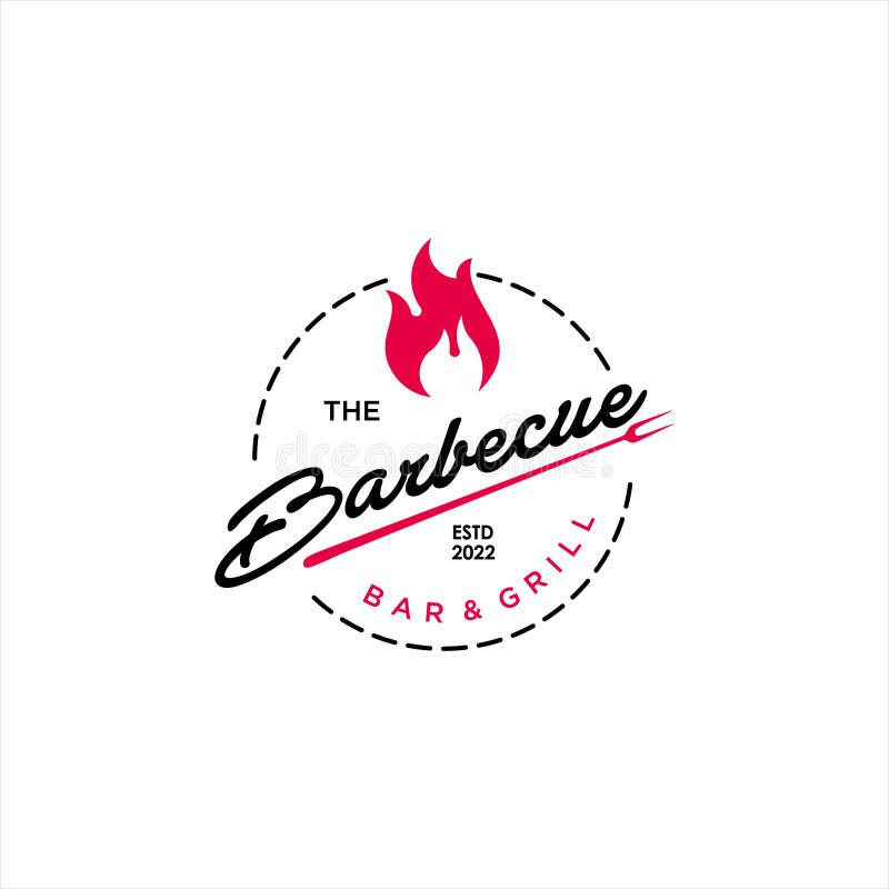 Simple Barbecue Logo Design Template in Circle Stamp Stock Vector ...