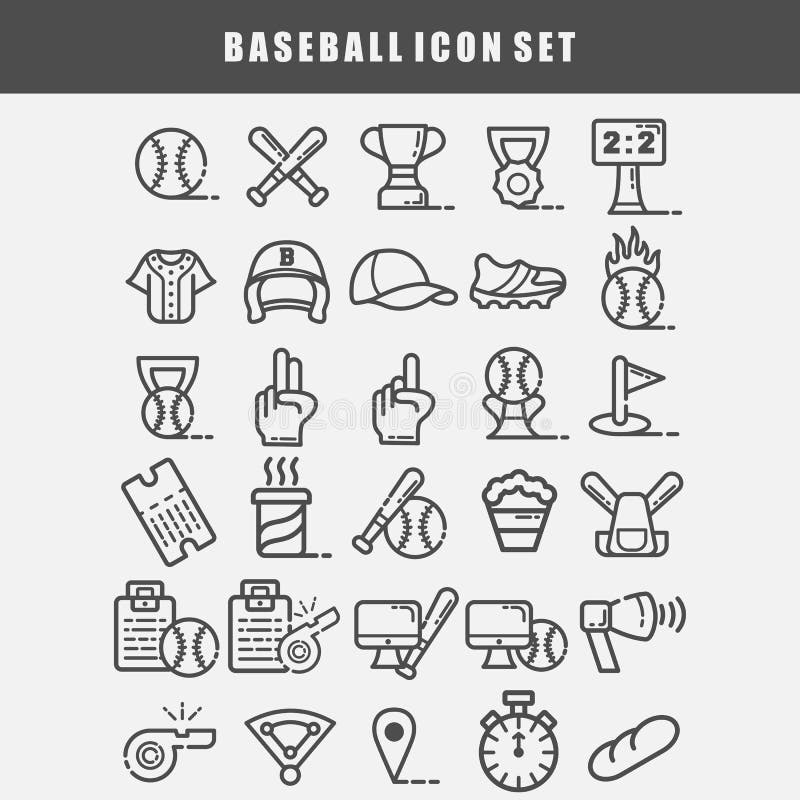 Simple Baseball Icons Set Vector Stock Vector - Illustration of ...