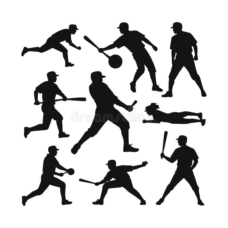 Simple Baseball Player Silhouette Icon Stock Vector - Illustration of ...