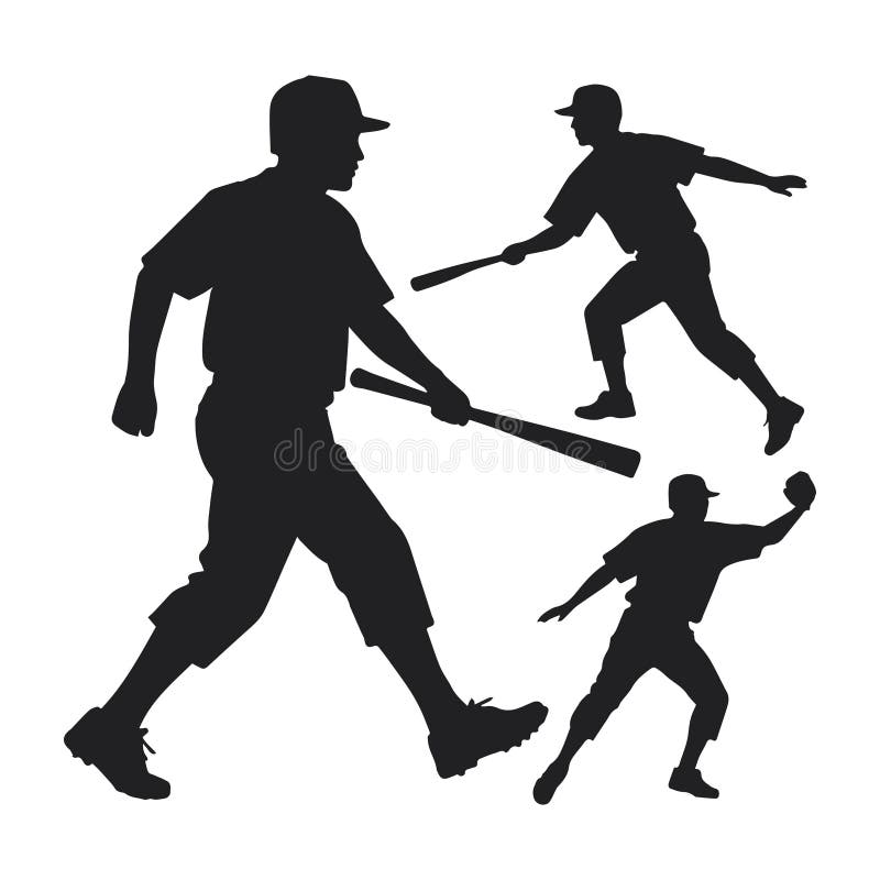 Simple Baseball Player Silhouette Icon Stock Vector - Illustration of ...