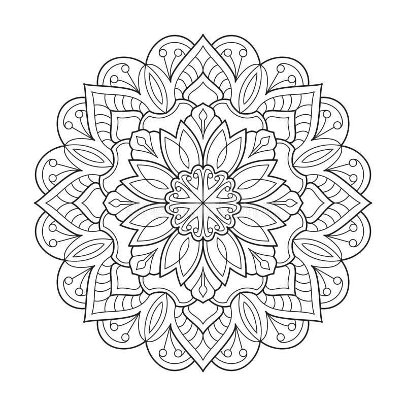 Simple and Basic Mandala Coloring Book Page for Kids Stock Vector ...