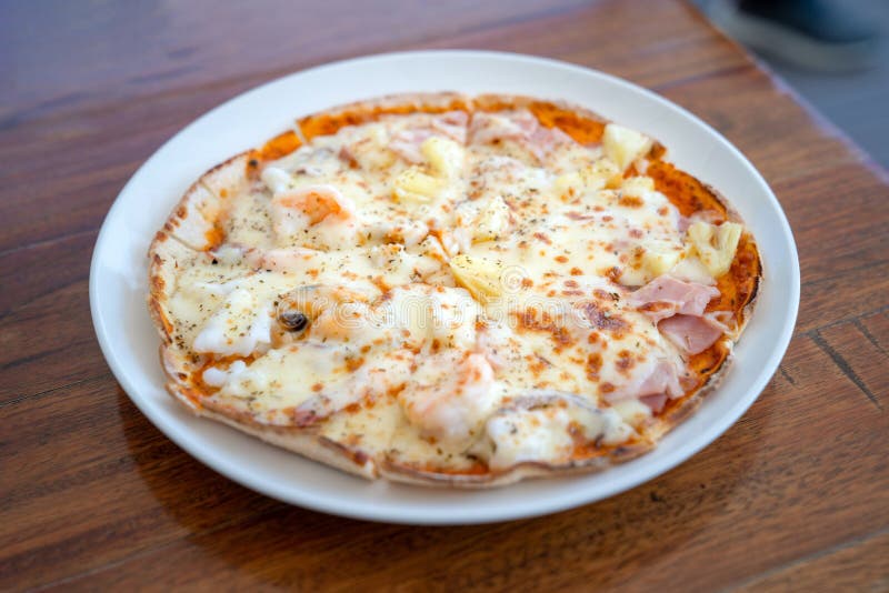 Simple and Basic Normal Isolated Full Circle Pizza in White Dish on ...