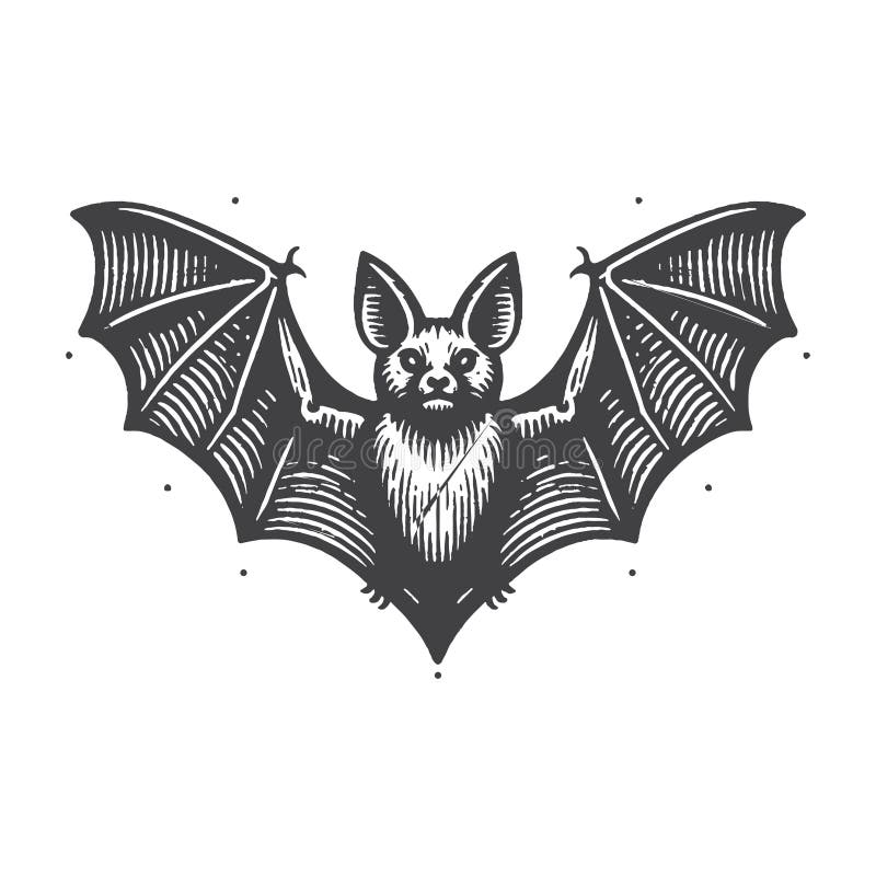 Bat Flying Front View Vintage Retro Vector Logo Design. Stock Vector ...