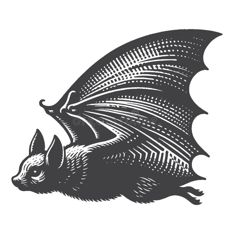 Bat Flying Side View Vintage Retro Vector Logo Design. Stock Vector - Illustration of airborne ...