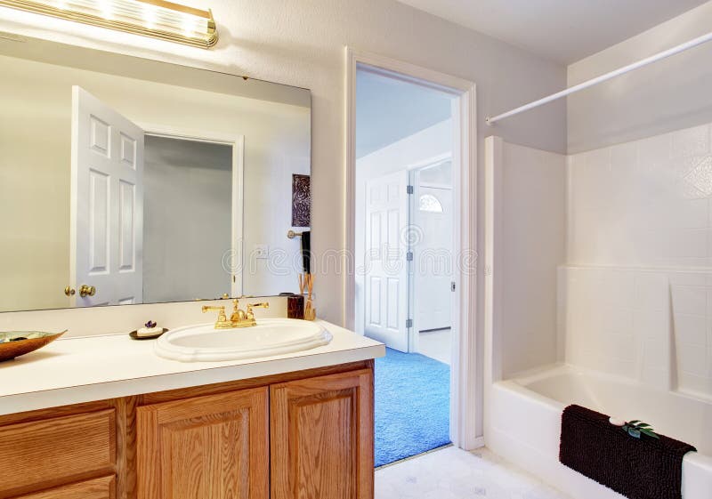 Simple Bathroom with Full Bath Shower. Stock Image - Image of idea ...