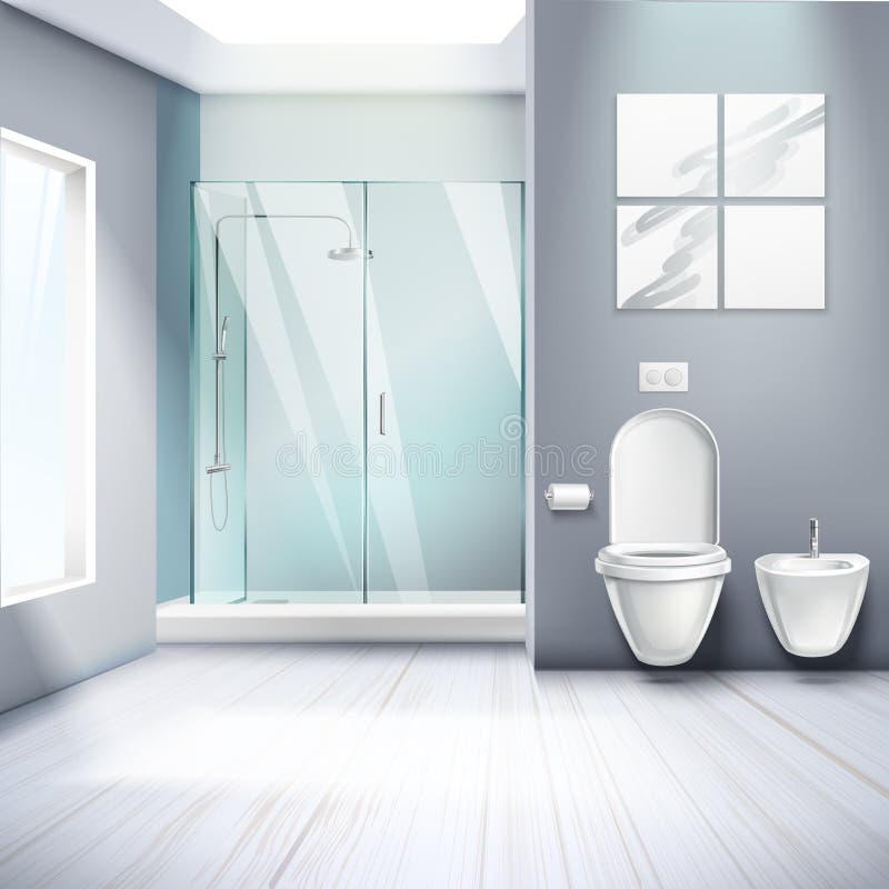 Simple Bathroom Interior Realistic Composition Stock Vector ...