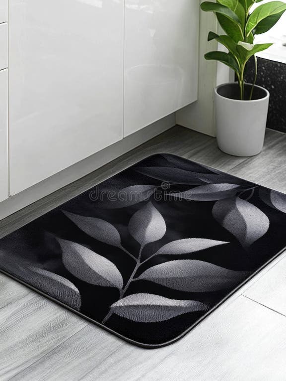 A Simple Bathroom Rug in Monochrome Tones Stock Image - Image of ...