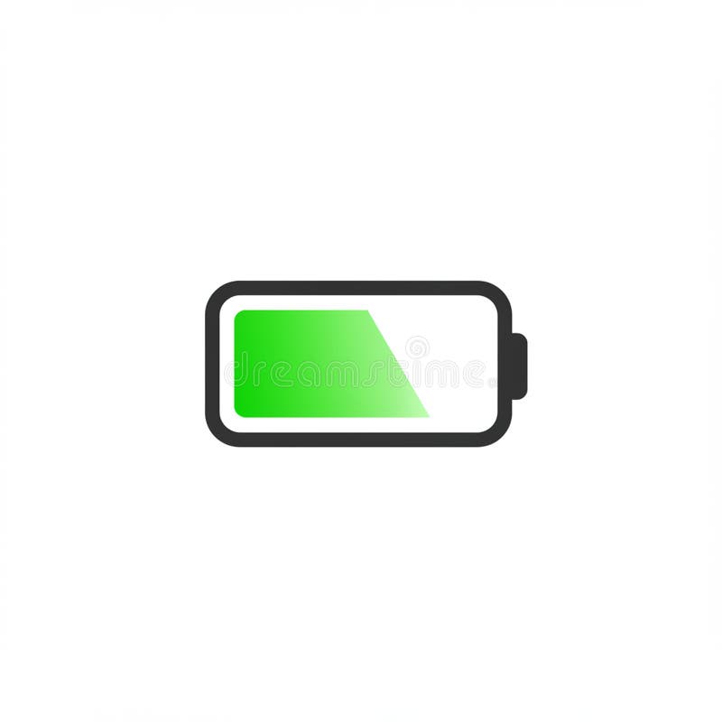 A Simple Battery Icon Depicting Partial Charge, Featuring a Rectangular ...