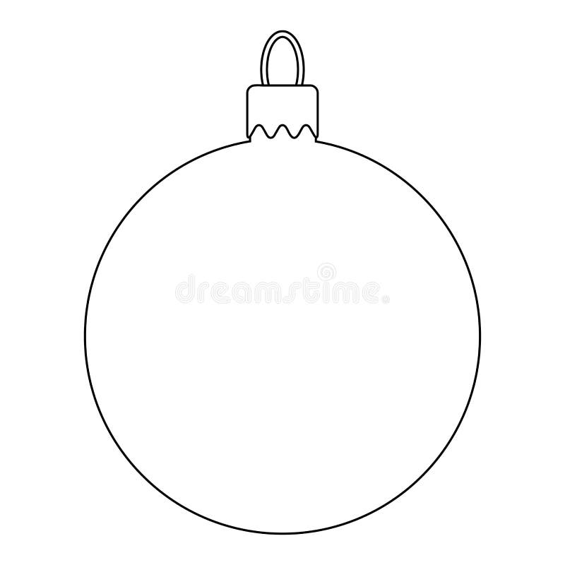 Simple Bauble Outline for Christmas Tree Isolated on White Background ...