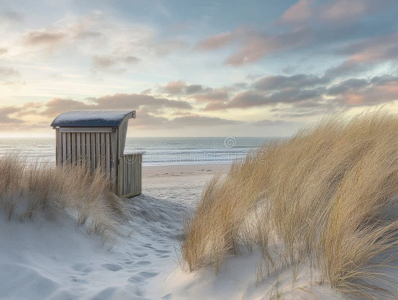 A Simple Beach Hut Sitting on the Sand Stock Image - Image of summer ...