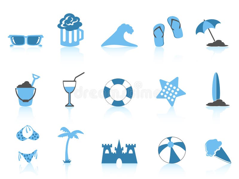 Beach Icon Set stock vector. Illustration of sunburned - 6477606
