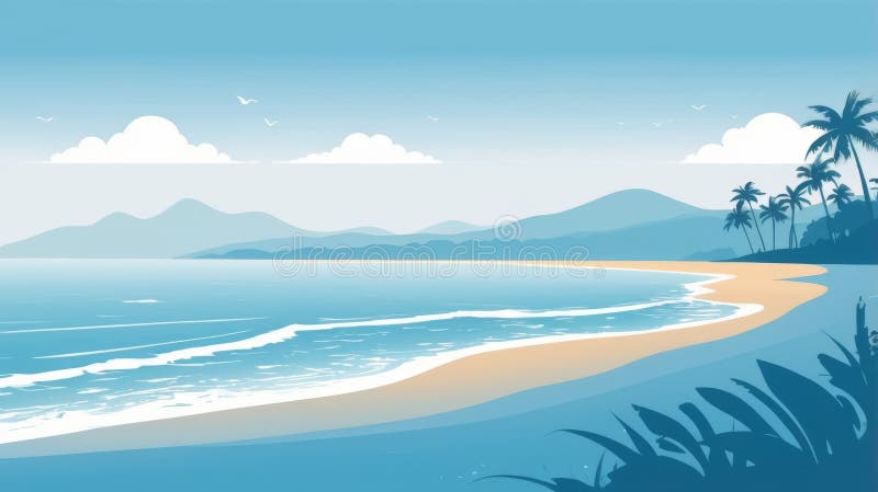 Simple Beach Theme Background with Light Blue Background, Ai Generated ...