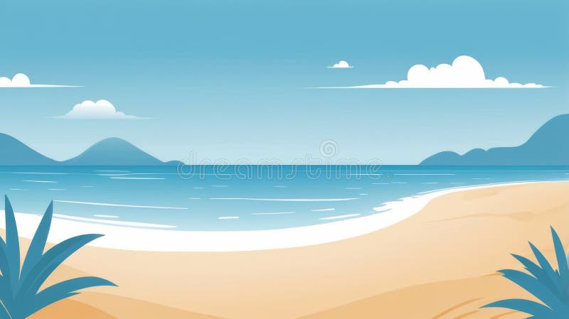 Simple Beach Theme Background with Light Blue Background, Ai Generated ...