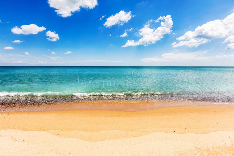 Simple Beach View with Azure Sea and White Clouds Stock Image - Image ...
