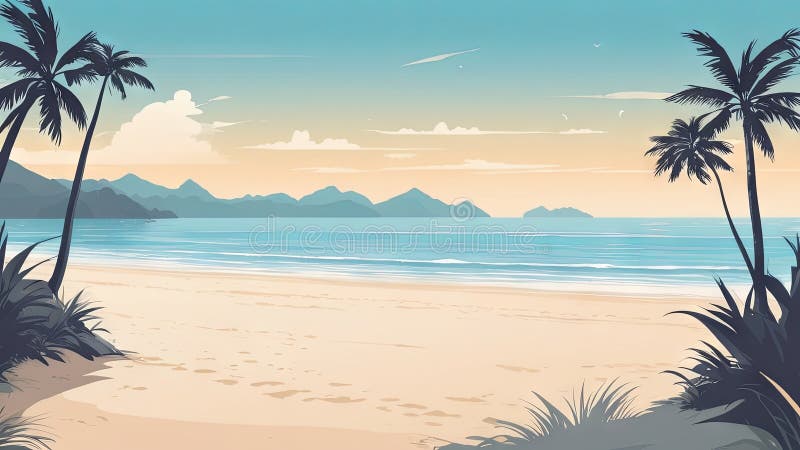 Simple Beach View with Daytime Background, Ai Generated Stock ...