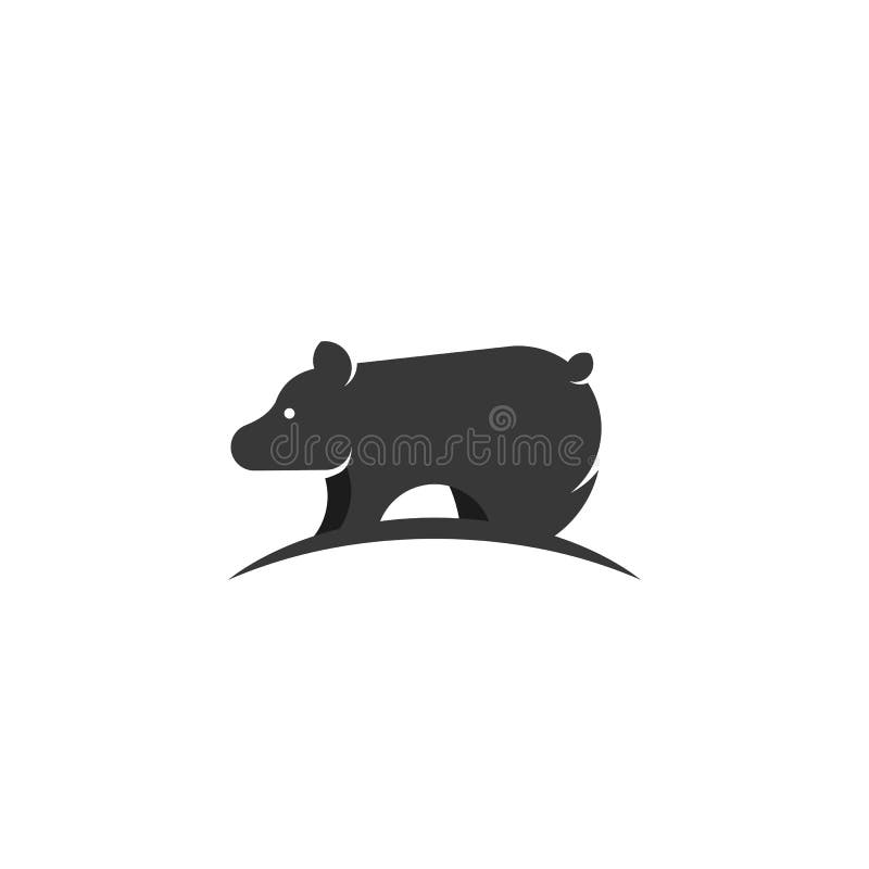 Standing Grizzly Bear Logo Mascot Icon Simple Outline Line Art Monoline ...