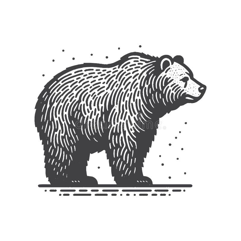 Bear Side View in Vintage Retro Vector Illustration Design. Stock ...