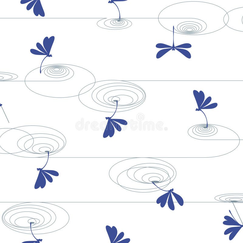 Simple and Beautiful Dragonfly and Water Pattern, Stock Illustration ...
