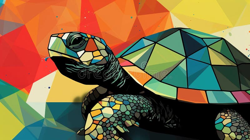 Simple Beautiful Geometrical Turtle Artwork, Ai Generated Image Stock ...