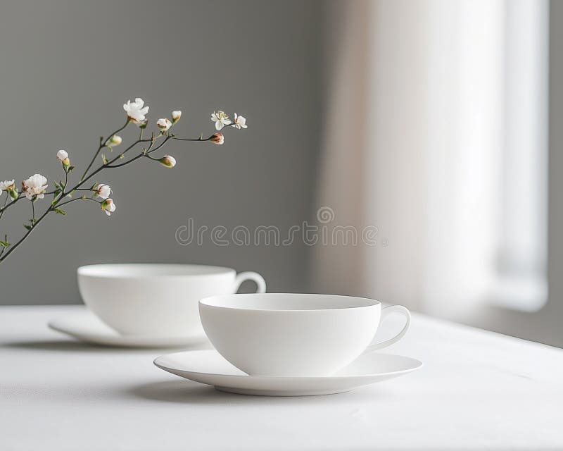 Simple Beautiful Table Setting with White Tablecloth and White ...