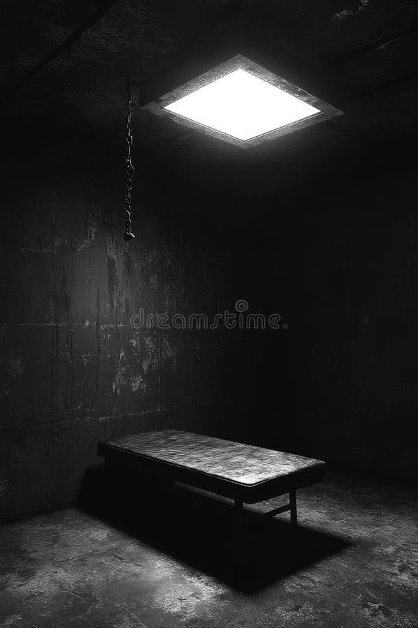 A Simple Bed in a Dimly Lit Room Stock Image - Image of interior ...
