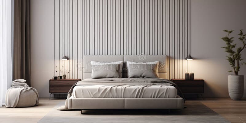 A Simple Bedroom Setup with a Bed, Nightstand, and Lamp. Perfect for ...