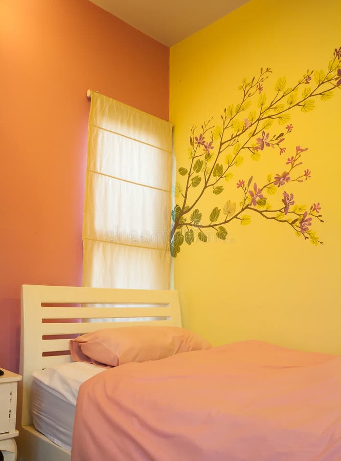 Simple Bedroom and Small Bed. Stock Photo - Image of style, clean: 50972052