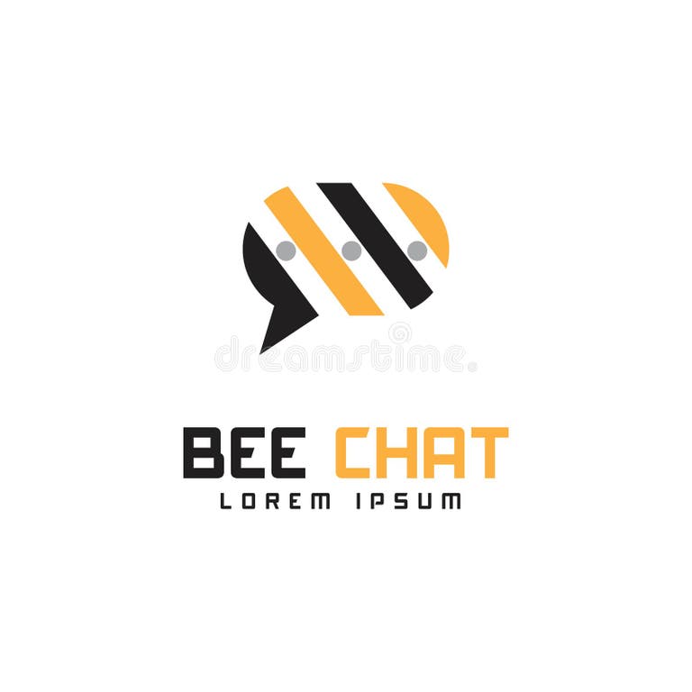 Simple Bee Chat Logo Design, Insect Vector with Communication Chat Icon ...
