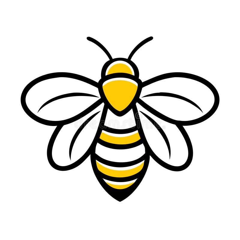 A Simple Bee Design Features Bold Black Outlines with Yellow Stock ...