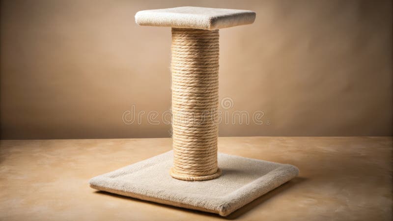 Simple Beige Cat Scratching Post on Tan Surface. Generative AI Stock ...