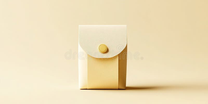 Simple Beige Paper Bag with a Button Closure on a Neutral Background ...