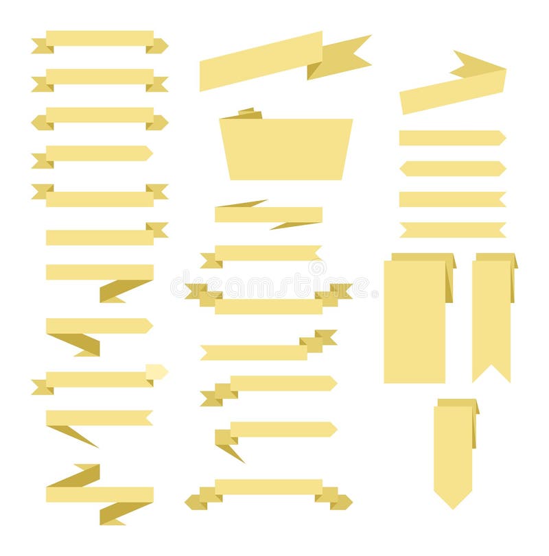 Simple Beige Ribbon Banner Set. One Row Stock Vector - Illustration of ...